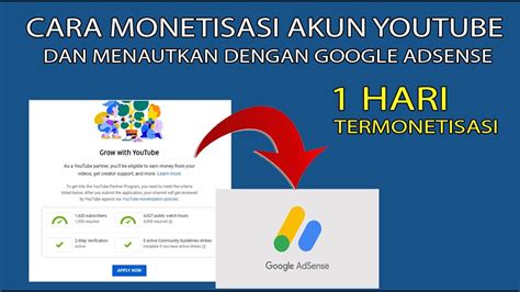 Cara Monetisasi Akun Youtube Dan Menautkan Dengan Google Adsense YouTube
