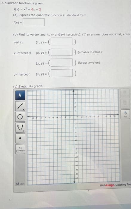 solved a quadratic function is given f x x2 6x−2 a