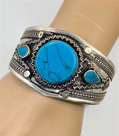 Afghan Cuff Kuchi Silver Gem