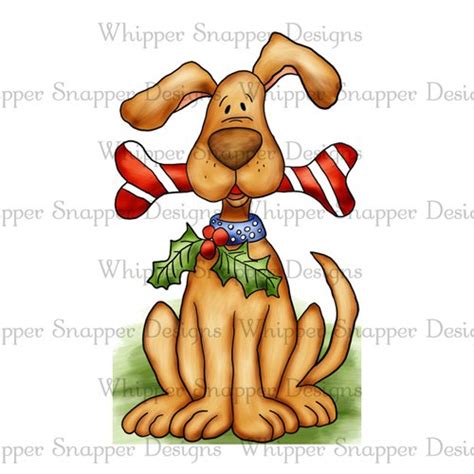 Whipper Snapper Designs Dog Candy Bone Christmas Card Art