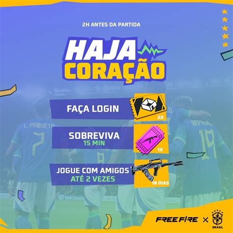 Free Fire distribuirá prêmios na estreia da Seleção na Copa veja como resgatar