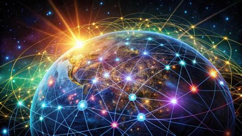 Global Network Connections Illuminated Earth With Interconnected Nodes And Radiant Energy