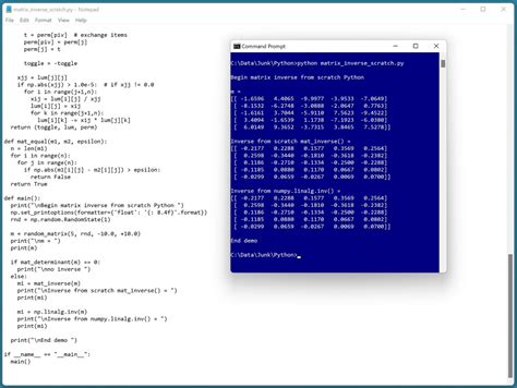 Matrix Inverse From Scratch Using Python James D Mccaffrey