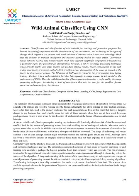 Pdf Wild Animal Classifier Using Cnn
