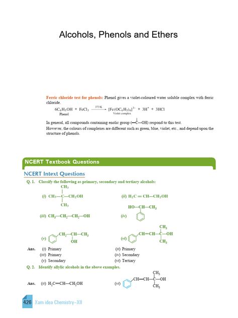 Alcohols Phenols And Ethers Ncert Questions Pdf Ether Methyl Group