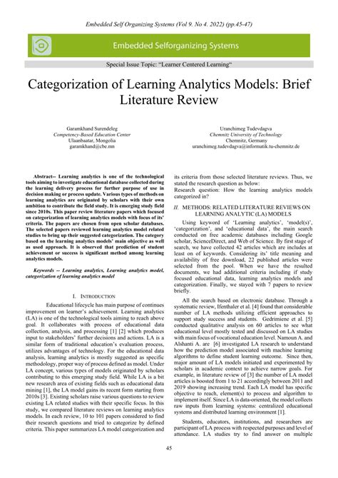 Pdf Categorization Of Learning Analytics Models Brief Literature Review