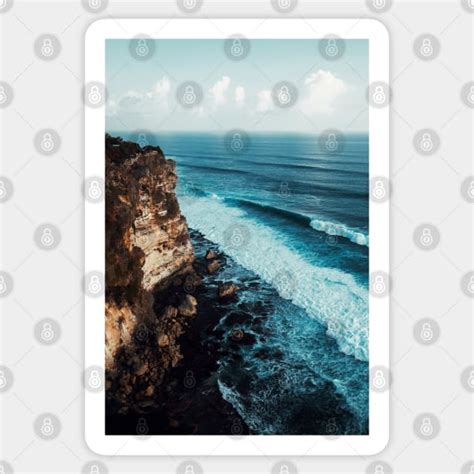 Cliffside Blue Ocean Waves Aesthetic Ocean Sticker Teepublic