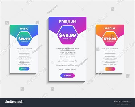 Modern Pricing Comparison Table Template Design Stock Vector Royalty