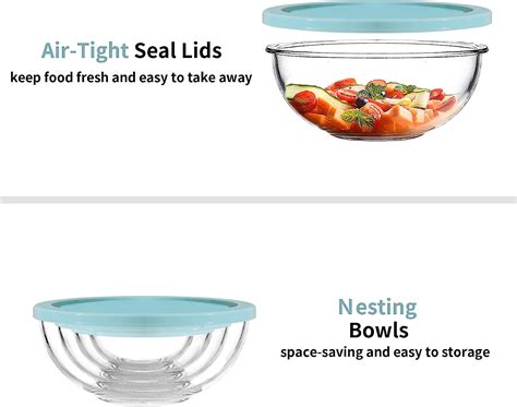 Buy Luvan Borosilicate Clear Glass Mixing Bowls With Lids Set Of Qt Qt Qt Qt