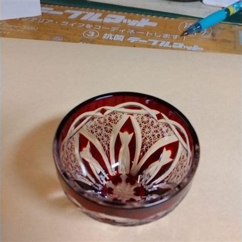 切子ガラス おちょこ お猪口 ぐい呑み 刺し子 レッド メルカリ