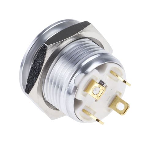 RS PRO RS PRO Illuminated Push Button Switch Momentary Panel Mount 16mm Cutout SPST Blue