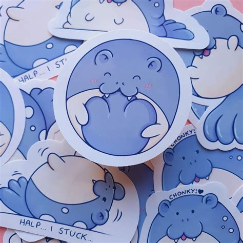 Spheal Stickers Pokemon Inspired Waterproof Vinyl Blue Seal Stickers