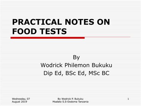 Food Test Practical Notes Pptx