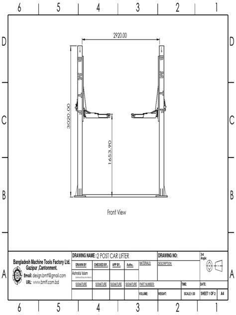 2post Car Lifter Sheet2 Pdf Technical Drawing Crafts