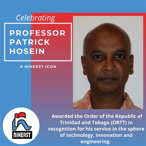 🌟 Congratulations Professor Patrick Hosein 🌟 Niherst Extends Heartfelt Congratulations To