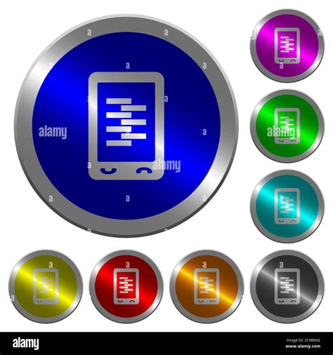 mobile compress data icons on round luminous coin like color steel