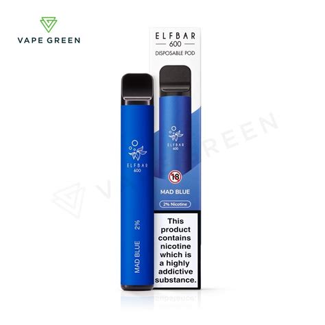 Mad Blue Disposable Vape By Elf Bar 600 FREE UK Delivery Vape Green