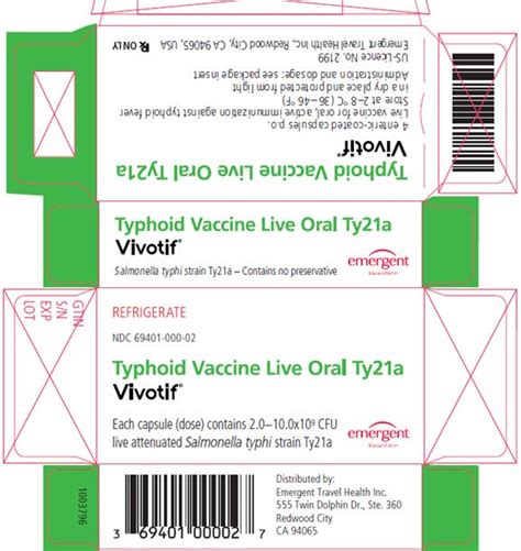 Vivotif Package Insert Prescribing Information