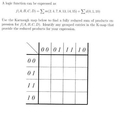 Solved A Logic Function Can Be Expressed As F A B C D Chegg
