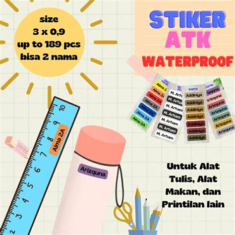 Jual Stiker Atk Label Nama Atk Waterproof Label Nama Alat Tulis