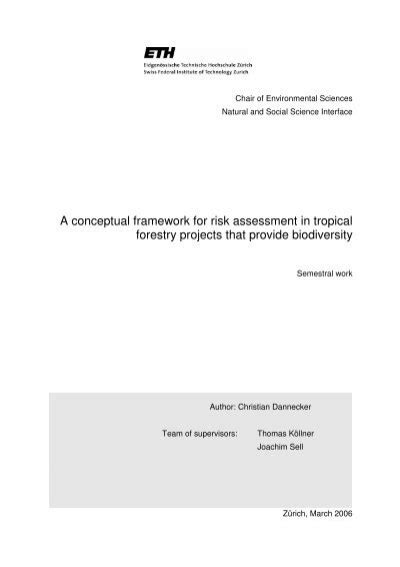 A Conceptual Framework For Risk Assessment In Tropical Forestry
