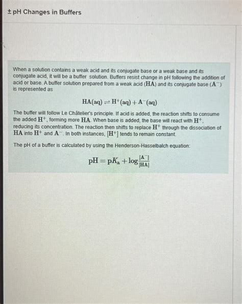 Solved PH Changes In Buffers When A Solution Contains A Chegg