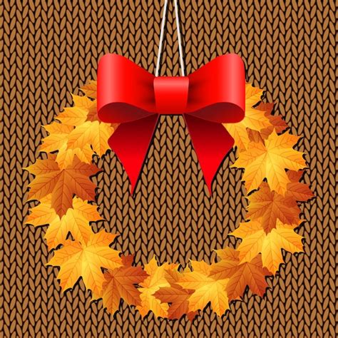 Premium Vector Autumn Design On Knitted Background