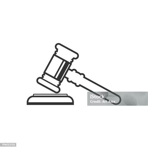 가블 판사는 유색 배경에 고립 나무 망치 법 개념입니다 벡터 그림입니다 갈색에 대한 스톡 벡터 아트 및 기타 이미지 갈색