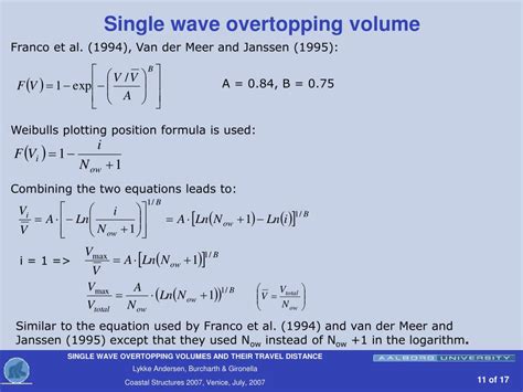 ppt single wave overtopping volumes and their travel distance