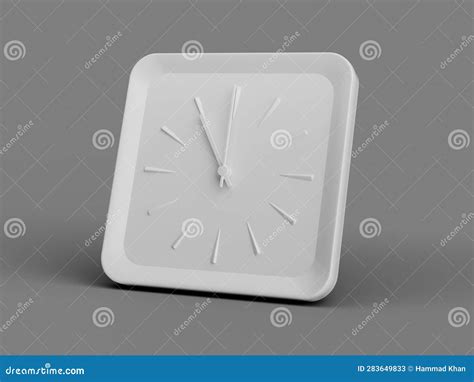 3d Simple White Square Wall Clock 11 O Clock Eleven O Clock On Grey