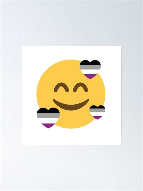 Smiling Face With Hearts Emoji Asexual Pride Poster By Lavenderhearts