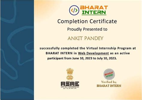 Ankit Pandey On Linkedin Bharatintern Internship2023 Webdevelopment