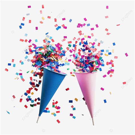 귀여운 파티 포퍼 색종이 두 개 색종이 폭발 폭죽 색종이 조각 파티 축하 Png 일러스트 및 이미지 에 대한 무료 다운로드