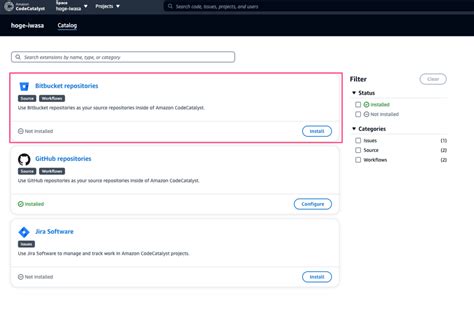 アップデート Amazon Codecatalyst に新たな拡張機能が追加され、bitbucket Cloud リポジトリがサポートされ