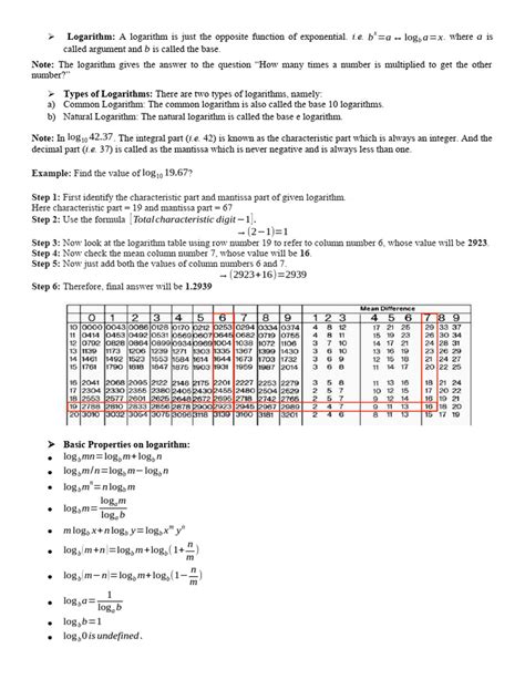 logarithm pdf logarithm numbers
