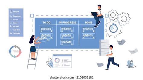 Kanban Software Development Outline Concept Agile Stock Vector Royalty Free 2108032181
