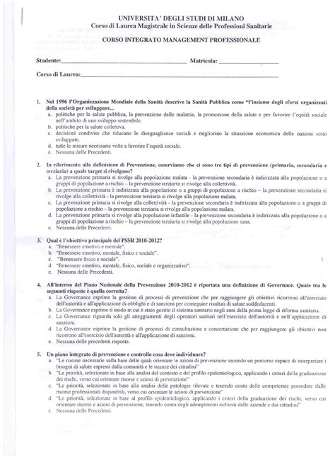 Esame Di Management Professionale Docsity