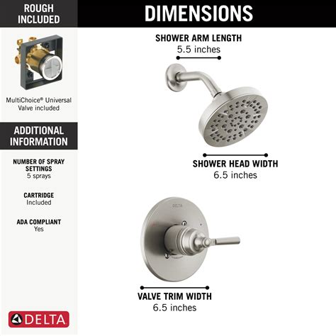Shower Trim With High Flow Rough Bundle 14 Series In Stainless Fvs2