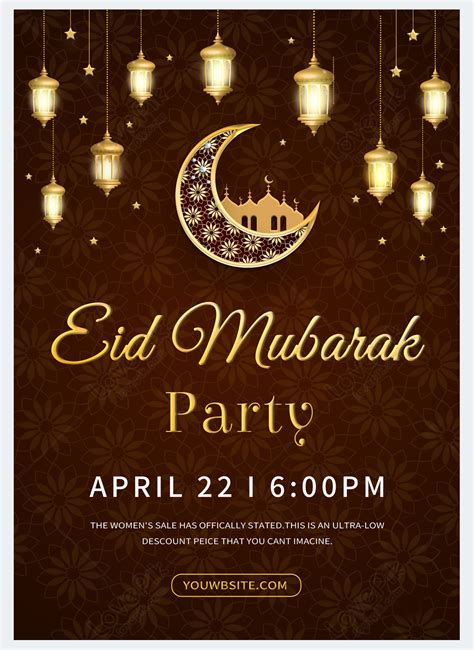 Eid Al Fitr Red Brown Classical Invitation Template Imagepicture Free Download 467516262
