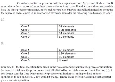 Solved Consider A Multi Core Processor With Heterogeneous