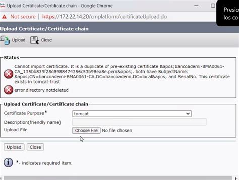 CSCwc26596 Unable To Upload Signed Cert Duplicate Of Pre Existing