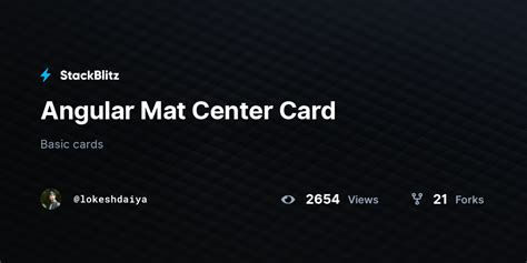 Angular Mat Center Card Stackblitz