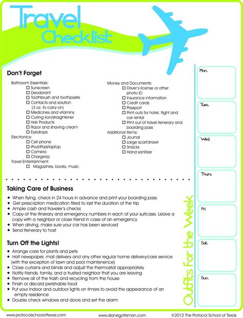 Travel Checklist Template