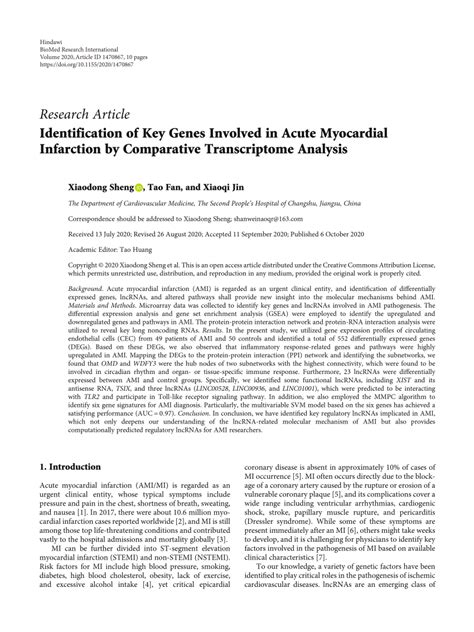 Pdf Identification Of Key Genes Involved In Acute Myocardial