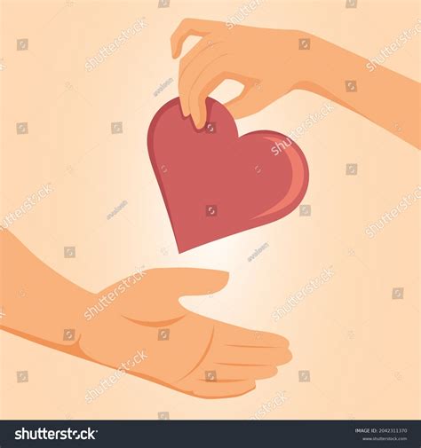 Love Concept Hand Giving Heart Donation Stock Vector Royalty Free