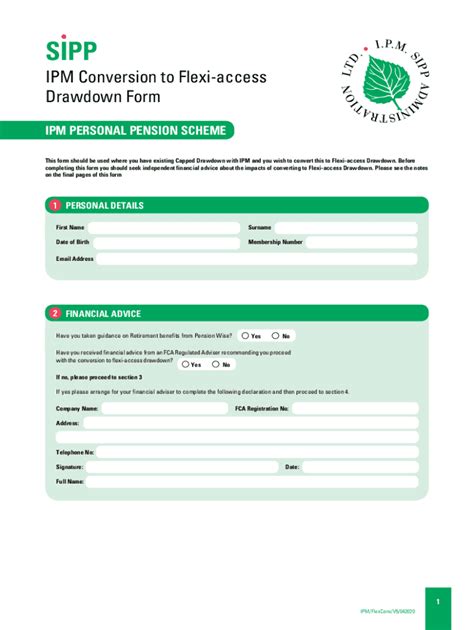 Fillable Online SIPP IPM Conversion To Flexi Access Drawdown Form Fax Email Print PdfFiller