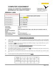 Computer Assignment S1 2020 Docx DATA SET 018 COMPUTER ASSIGNMENT Babe OF COMPUTING