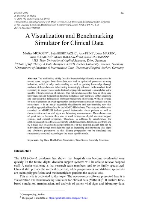 Pdf A Visualization And Benchmarking Simulator For Clinical Data