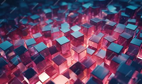 Futuristic Red And Blue Cube Array Background Premium Ai Generated Image