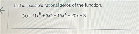 list all possible rational zeros of the